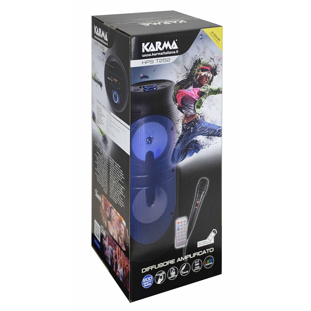 Coluna Portátil Com 2 Woofers, USB, Bluetooth E 1 Micro - Vermelho ...